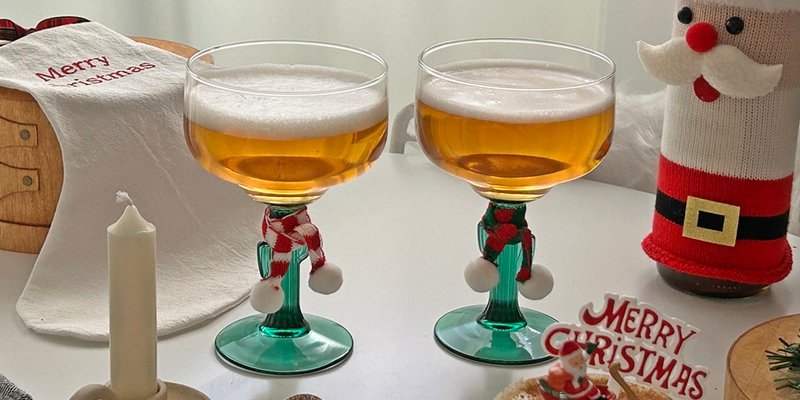 [앨리건트테이블] 그린트리 고블렛 2p+크리스마스데코머플러2p 선물세트 2size(택1) - 마켓컬리